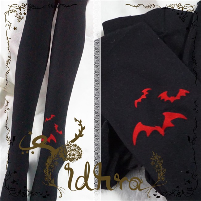 Yidhra -The Red bats in a Graveyard- Gothic Lolita Tights $8.99