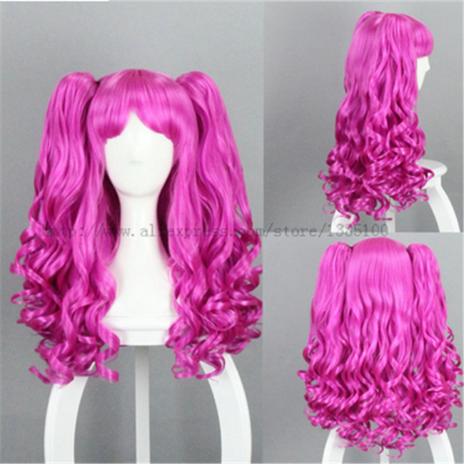 Sweet Rose Red Cosplay Long Curls Wig with Two Ponytails$39.99