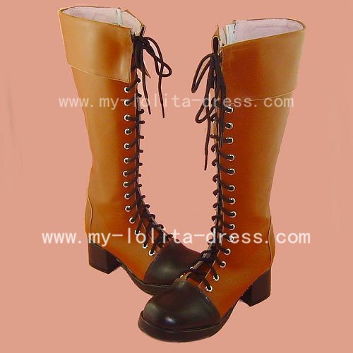 Classic Light Brown Lace Boots $67.99-Lolita Anime Boots