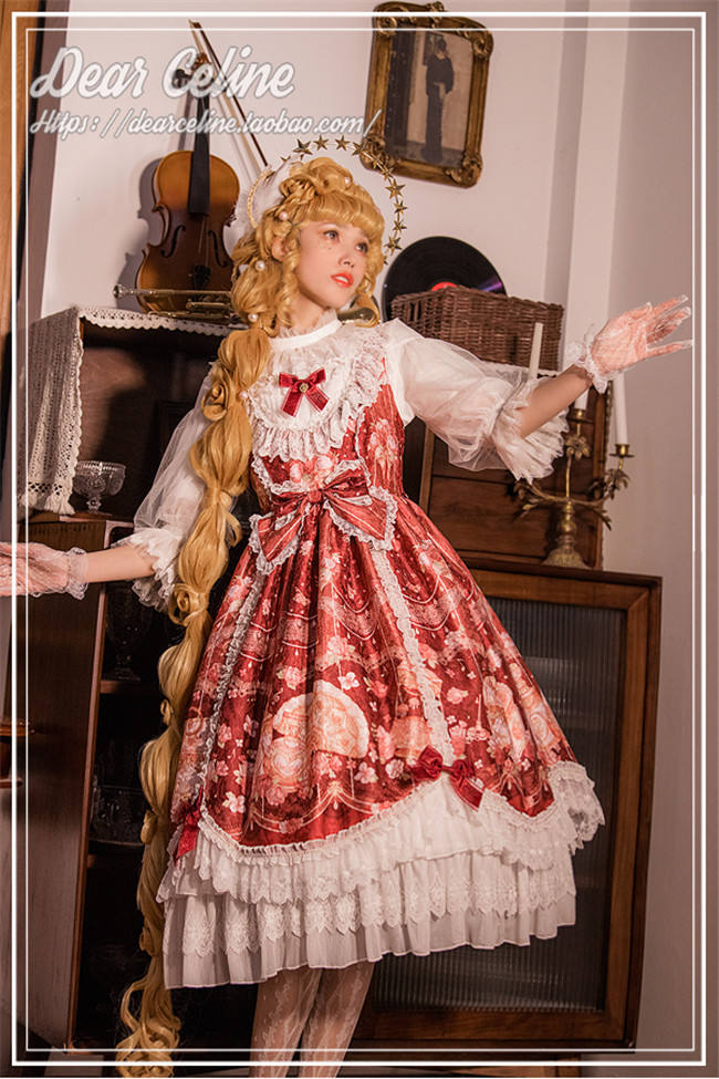 Dear Celine Lolita Pink Tea Elegant Lolita OP/JSK