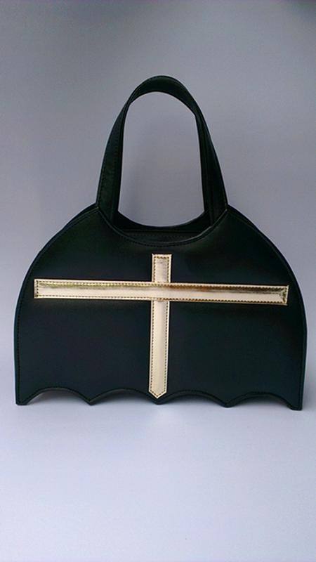 Bat Shape Black Lolita HandBag with Cross $39.99-Girls Shoulder Bags