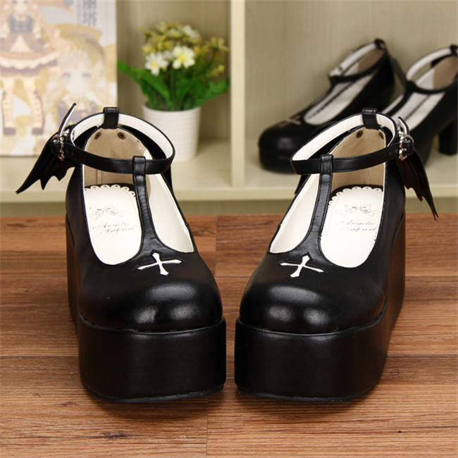 Angelic Imprint- Sweet T-shaped Straps Lolita High Platform Shoes with ...