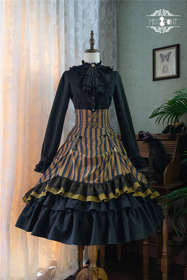 Miss Point ~The Pointe Estate Stripe High Waist Lolita Skirt ,Sweet ...