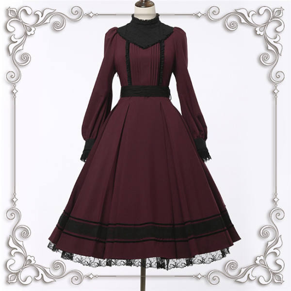 Red & Black Winter Vintage Lolita OP Long Version -Pre-order,One Piece ...