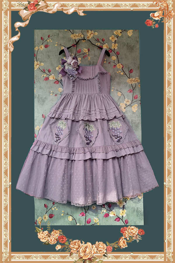 Infanta Grape Manor Cotton Lolita Jumper Dress- Dresses and JSKs