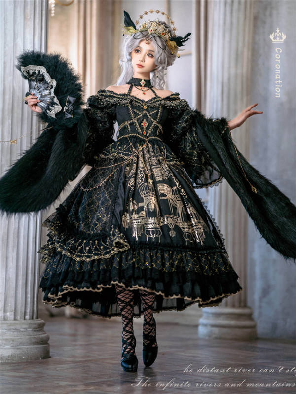 Bramble Rose Coronation Gothic Lolita Dress, Corset, Tippet and Headdress -My Lolita Dress