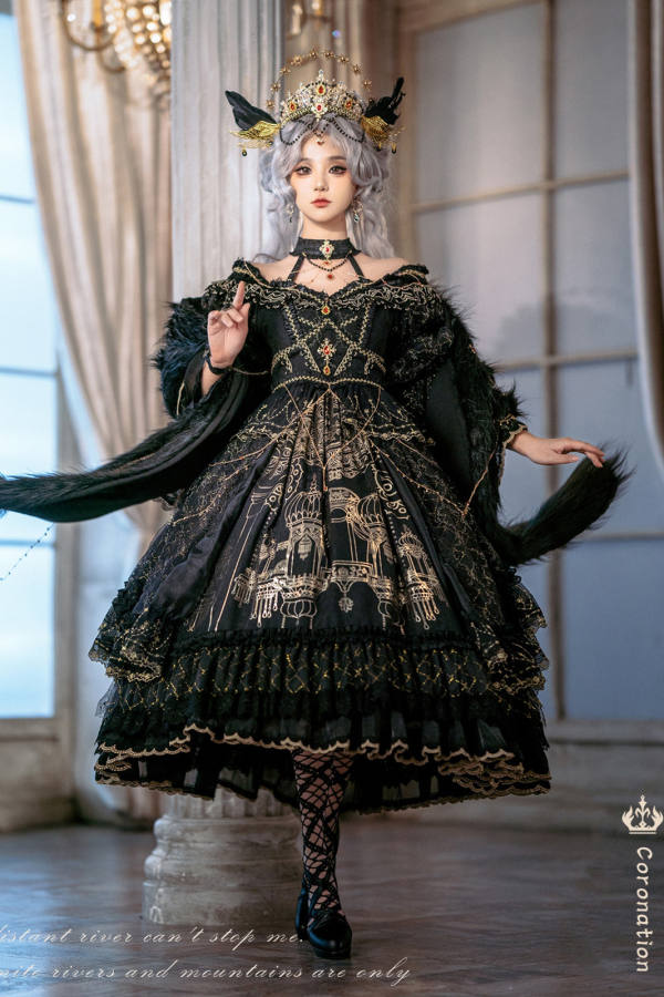 Bramble Rose Coronation Gothic Lolita Dress, Corset, Tippet and Headdress -My Lolita Dress