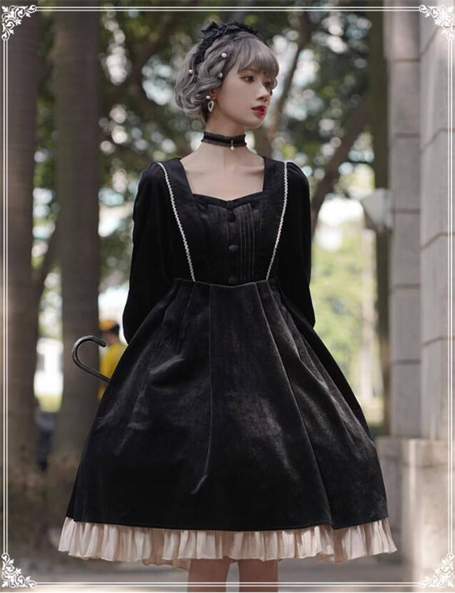 College Style Gold Embroidery Lolita Cape and One Piece -My Lolita Dress