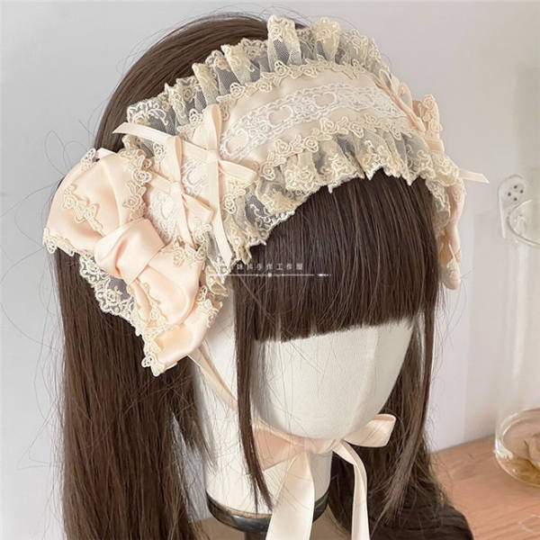 Hand-made Lace Bow Lolita Bonnet -My Lolita Dress