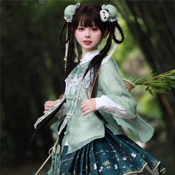 Pandas and Bamboo Theme Chinese Hanfu Set -My Lolita Dress