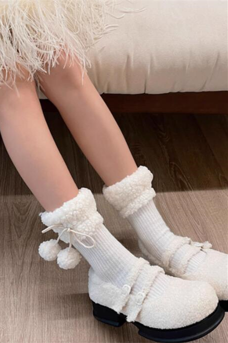 Soft Berber Fleece Winter Loose Socks-My Lolita Dress