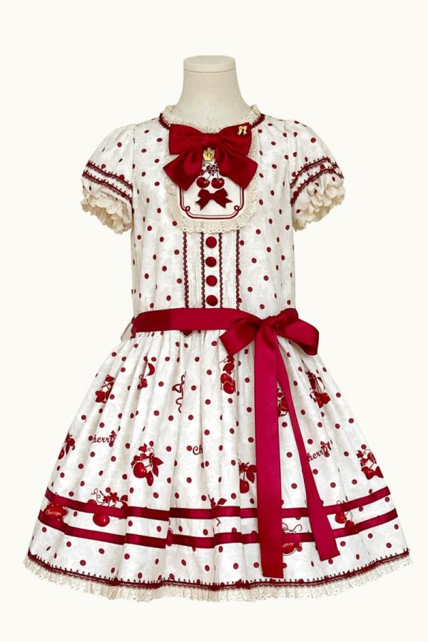 Dark Star Island Cherry Coat of Arms Red Dots Print Lolita OP JSK