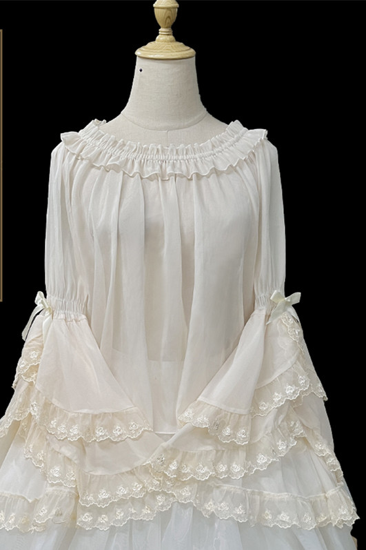 Summer White Fluffy Sleeves Lolita Top