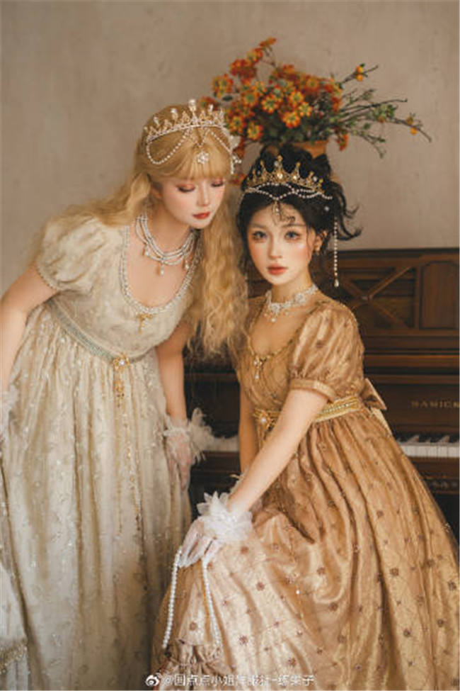 Miss Point the Sunset Floating Luxury Beaded Empire Dress Regency Era ...