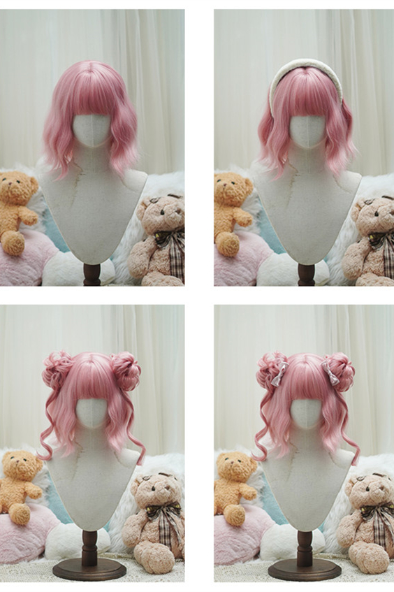 Yuchashui Sweetheart Bobo Cut Lolita Wig and Double Bun Hairstyle