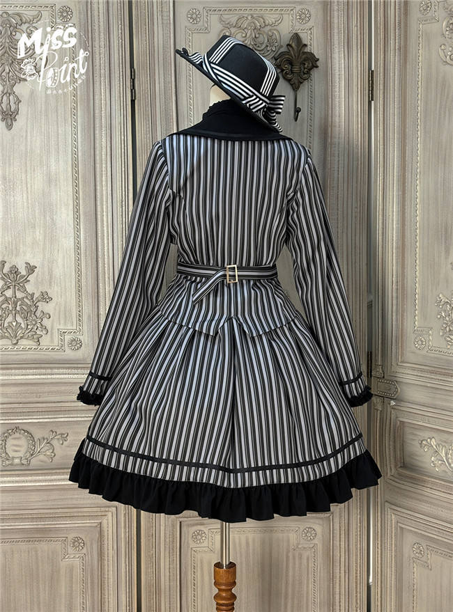 Miss Point Classic Chocolate Stripe Lolita Coat