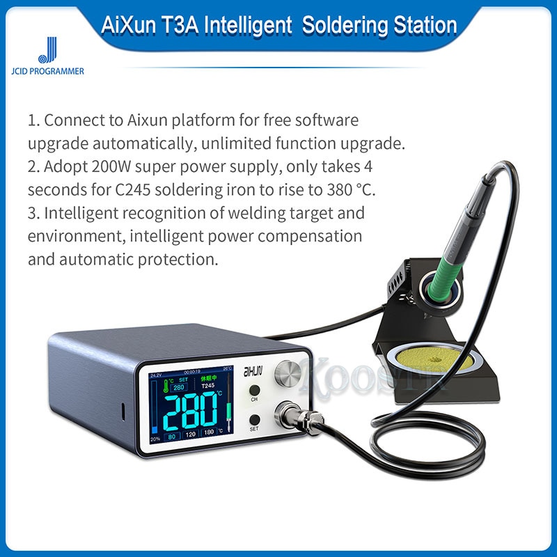JC AIXUN T3A Intelligent Soldering Station Support T12/T245/936 Series Handle Soldering Iron ...