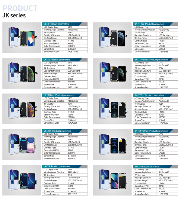 JK incell LCD for iPhone X Screen Assembly Replacement